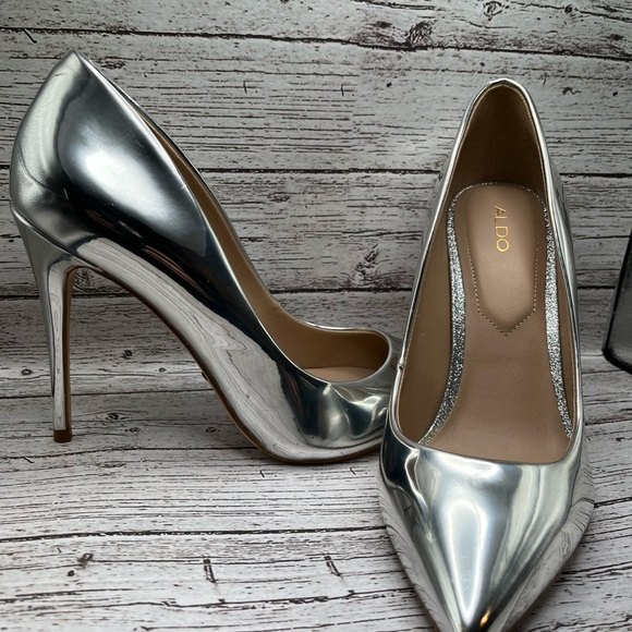 Aldo | Shoes | Aldo Silver Stiletto Heels Elegant Pumps | Poshmark